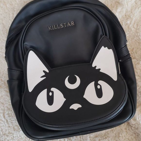 Killstar | Bags | Killstar Keiko Kitty Backpack Black Faux Leather Cute ...